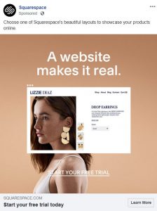 Square Space Facebook Example Ad - Adspiration.io